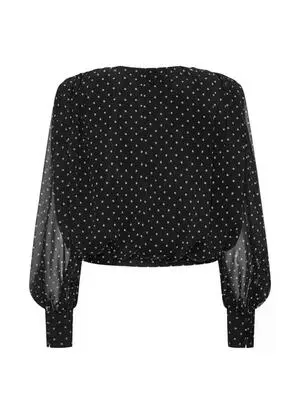 ROTATE BY BIRGER CHRISTENSEN Ruched Floral V-neck Blouse