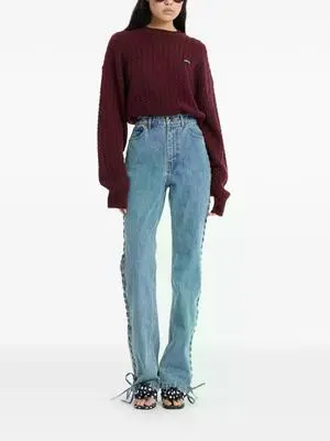 ROTATE BY BIRGER CHRISTENSEN Cable-knit Crew-neck Sweater - Red