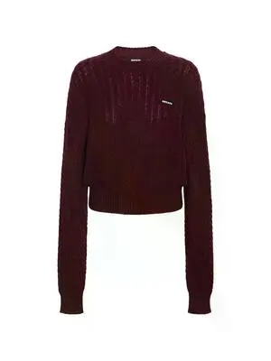 ROTATE BY BIRGER CHRISTENSEN Cable-knit Crew-neck Sweater - Red