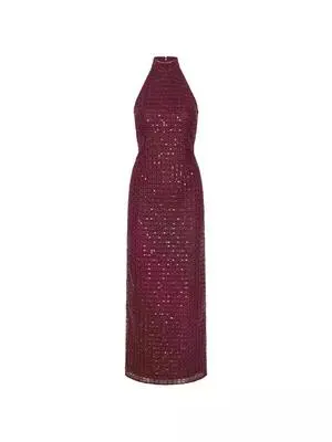 ROTATE BY BIRGER CHRISTENSEN Embellished High Neck Maxi Dress - Red