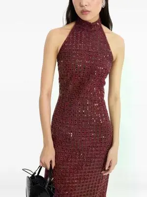 ROTATE BY BIRGER CHRISTENSEN Embellished High Neck Maxi Dress - Red