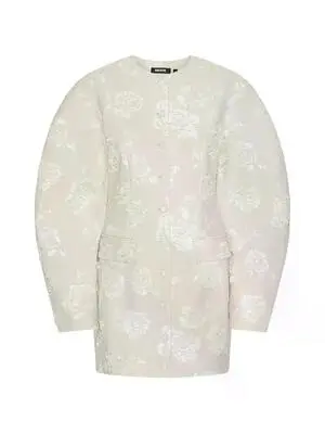 ROTATE BY BIRGER CHRISTENSEN Cream Floral Jacquard Mini Dress - Neutrals
