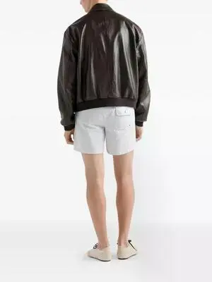 Prada Nappa Leather Bomber Jacket - Brown