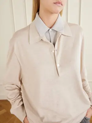 Acne Studios Layered Silk-blend Polo Sweater - Neutrals
