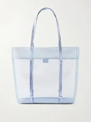 MARYAM NASSIR ZADEH Bonita Leather-trimmed Mesh Tote - Blue