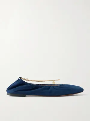 Stella McCartney Ballerina Flats In Suede With Chain Detailing - Blue