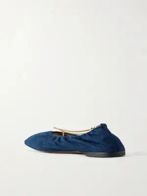 Stella McCartney Ballerina Flats In Suede With Chain Detailing - Blue