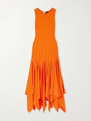 Loewe Pointelle Knit Midi Dress - Orange