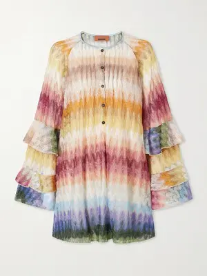 Missoni Chevron Metallic Crochet-knit Mini Dress - Multi
