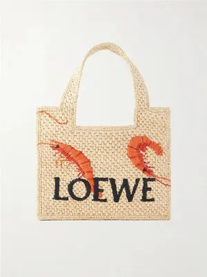 Loewe LOEWE Paula's Ibiza Embroidered Raffia Tote Multi