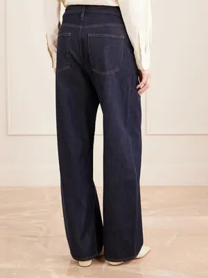 FRAME The Off Duty Drawstring Bow High-rise Barrel-leg Jeans