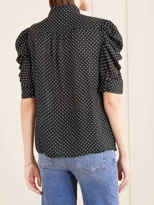 FRAME The Gillian Polka-dot Silk-voile Blouse