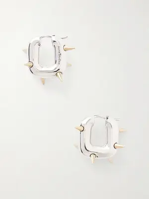 Acne Studios Polished Brass And Gold-tone Spike Hoop Earrings - Silver