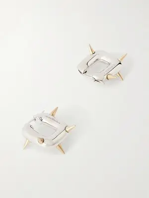 Acne Studios Polished Brass And Gold-tone Spike Hoop Earrings