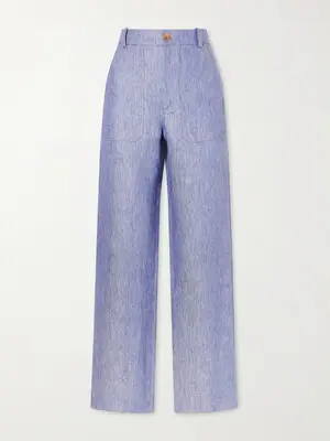 GOD’S TRUE CASHMERE God's True Cashmere Linen-denim Straight-leg Trousers - Blue