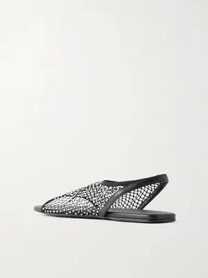 Christopher Esber Minette Crystal-embellished Mesh And Leather Slingback Sandals