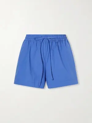Matteau Organic Cotton-poplin Drawstring Shorts - Blue