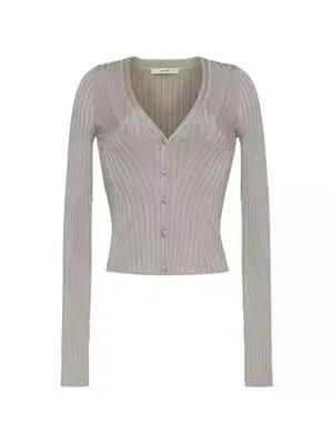 Adam Lippes Greer Ribbed-knit Cardigan - Silver