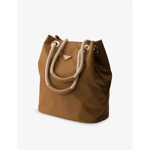 Prada Re-nylon Woven Bucket Bag - Brown