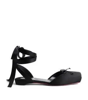 CHRISTIAN LOUBOUTIN Cassia Lace-up Satin Ballet Flats