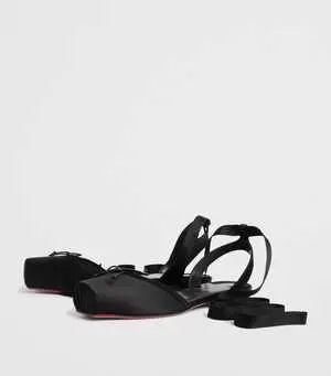 CHRISTIAN LOUBOUTIN Cassia Lace-up Satin Ballet Flats