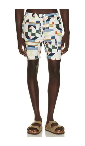 Scotch & Soda Printed Mid Length Swim Shorts - Blue