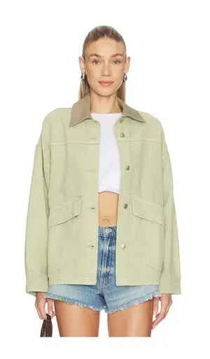 Free People X We The Free Lemon Denim Jacket - Sage