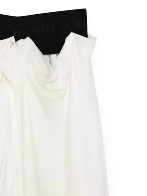 ALAINPAUL Logo-waistband Draped Asymmetric Midi Skirt