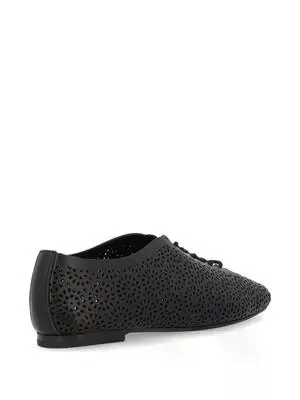 FRAU Perforated Leather Lace-up Flats - Black