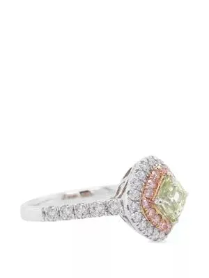 HYT JEWELRY 18k White Gold Diamond Double Halo Ring