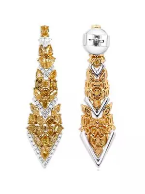 HYT JEWELRY Geometric Diamond Drop Earrings In 18k White And Yellow Gold