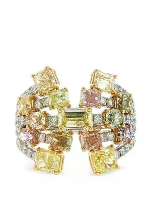 HYT JEWELRY Multi-band Diamond Ring In 18k White And Yellow Gold - Silver