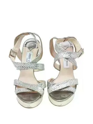 JIMMY CHOO Glitter Embellished Platform Sandals