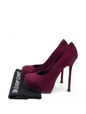 Saint Laurent Saint Laurent Purple Suede Tribtoo Platform Pumps Purple