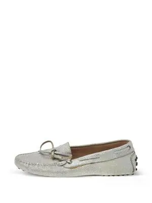 TOD'S Tod's Vintage Glitter Loafers With Bow Detailing Silver