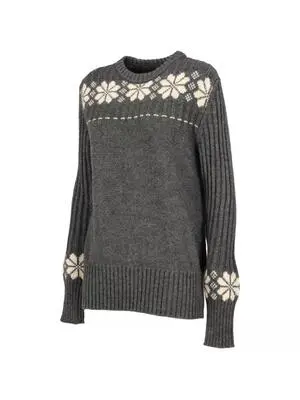 Yohji Yamamoto Floral Intarsia Ribbed Sleeve Sweater