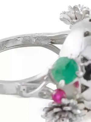 LB EXCLUSIVE Multi-stone Ring With Diamonds, Sapphires, Emeralds, And Rubies In 14k White Gold