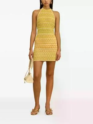 Cult Gaia Erina Pointelle-knit Halterneck Mini Dress - Yellow
