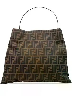 Fendi Zucca Canvas Metal Handle Tote Bag - Brown
