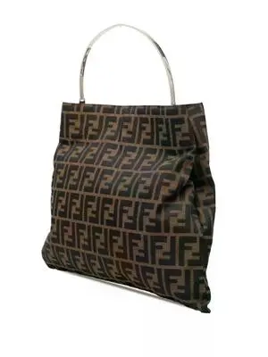 Fendi Zucca Canvas Metal Handle Tote Bag