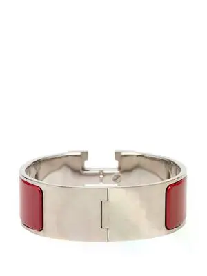 Hermès Enamel And Palladium-plated Metal Clasp Bracelet - Red