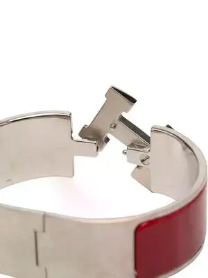 Hermès Enamel And Palladium-plated Metal Clasp Bracelet - Red