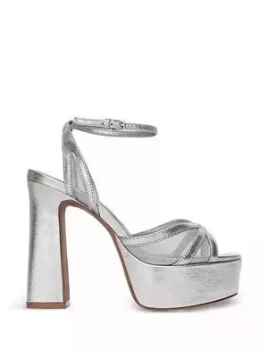 ANDREA CARRANO Metallic Effect Platform Sandals - Silver