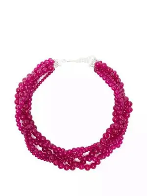 Completedworks Fuchsia Chalcedony Beaded Necklace - Silver
