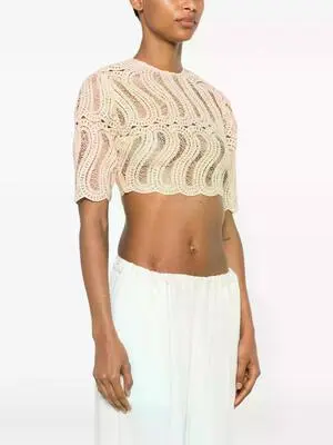 Raquel Diniz Sabi Guipure Lace Cropped Top - Orange
