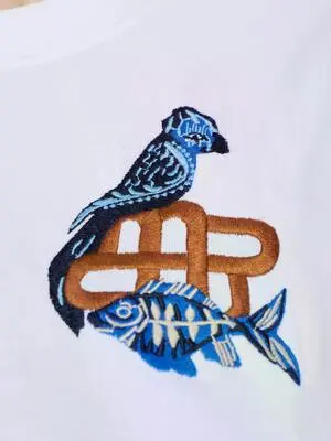 Munthe Embroidered Bird And Fish Motif Cotton T-shirt