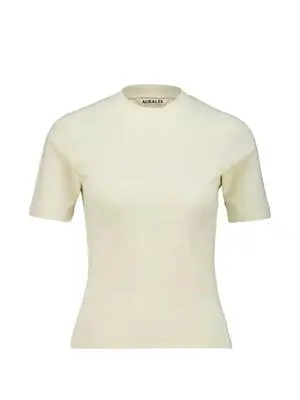 Auralee Cotton Jersey Raglan Sleeve T-shirt - Neutrals