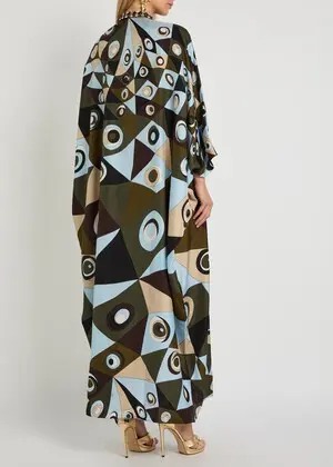 Emilio Pucci Printed Crystal-embellished Silk Maxi Kaftan Dress