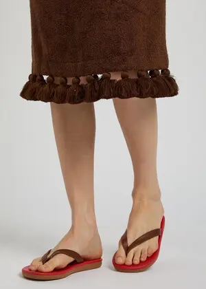 ANCIENT GREEK SANDALS Leather Flip Flops - Red