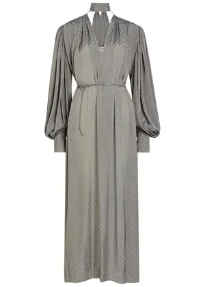 Calvin Klein Fil Coupé Brushed Satin Midi Dress - Grey